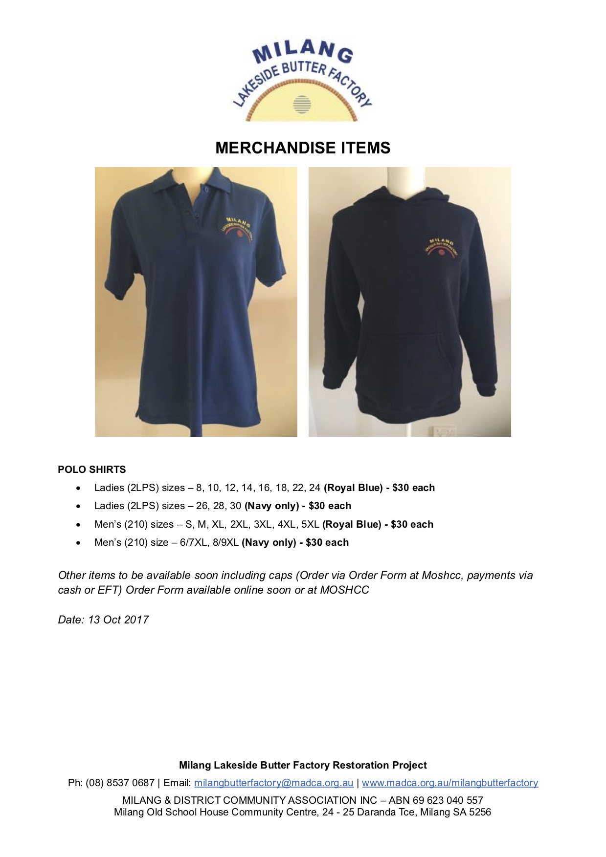 MLBF-MERCH-ITEMS-13OCT17 – Milang Lakeside Butter Factory
